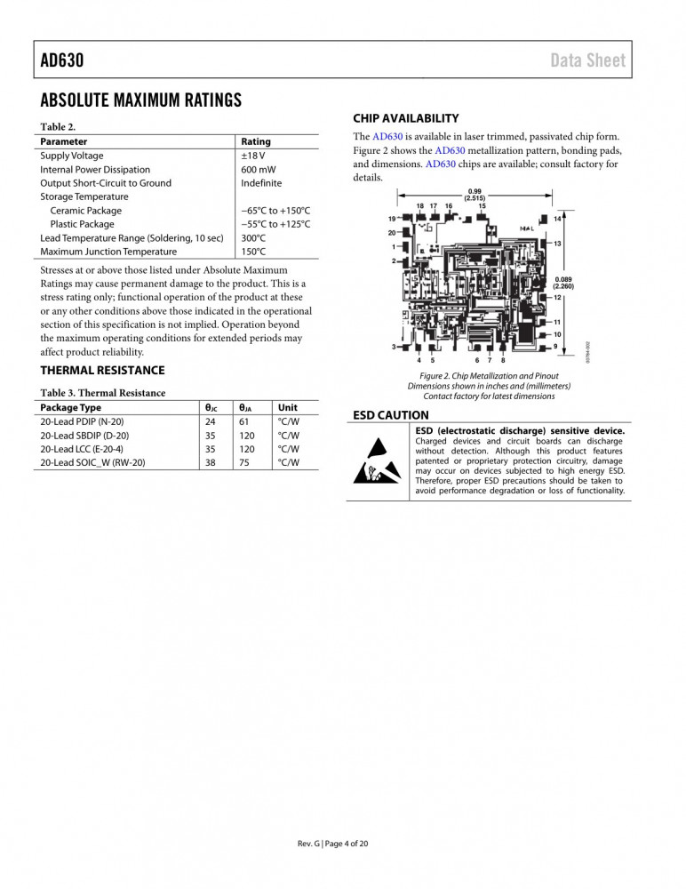 AD630 datasheet page 4
