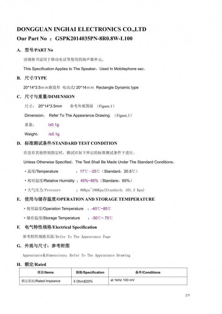 INGHAi specification page 2