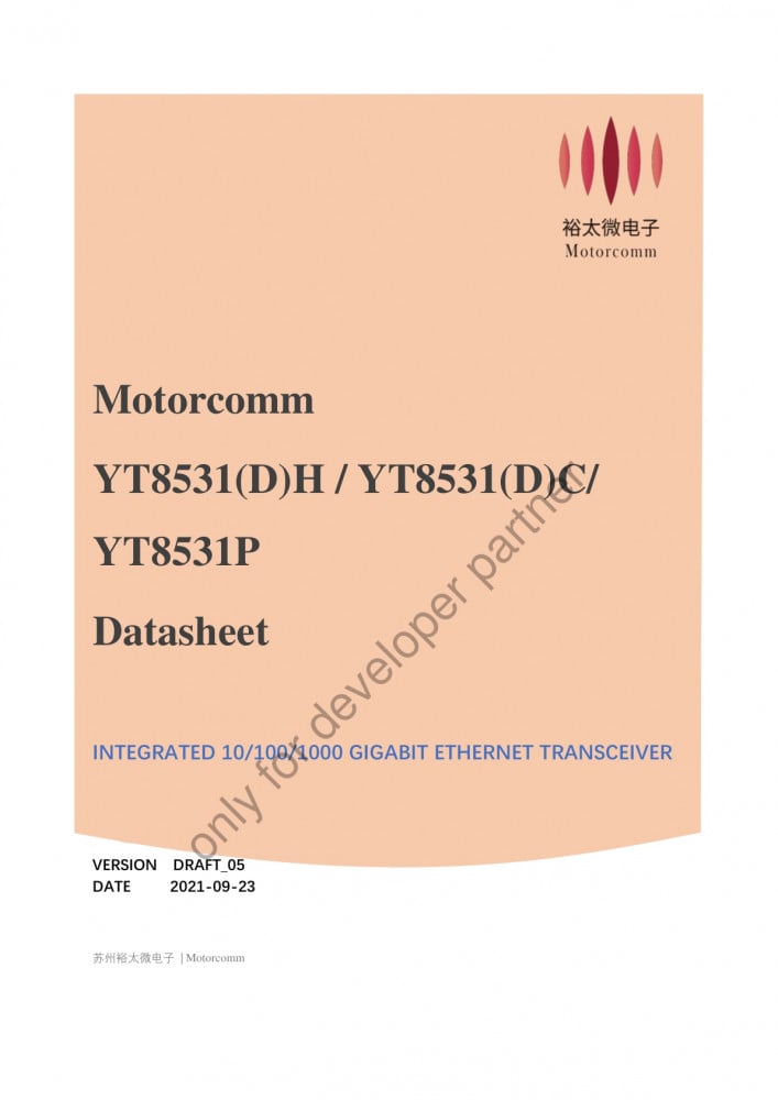 YT8531C datasheet page 1