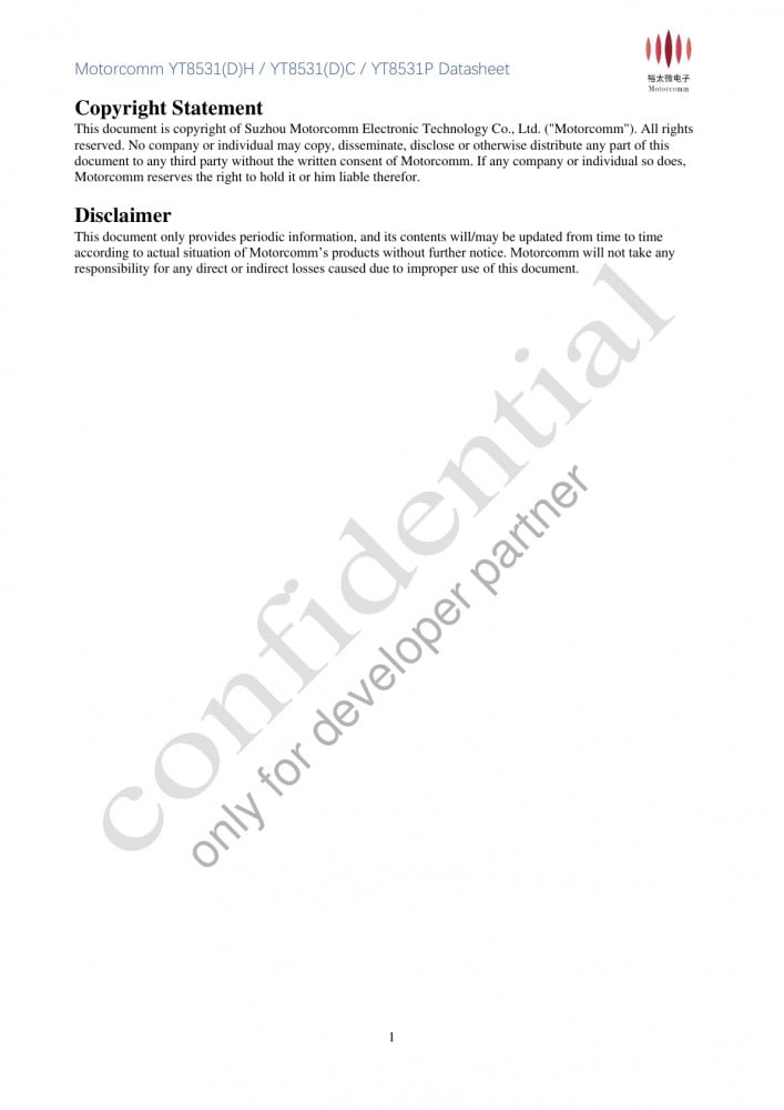 YT8531C datasheet page 2