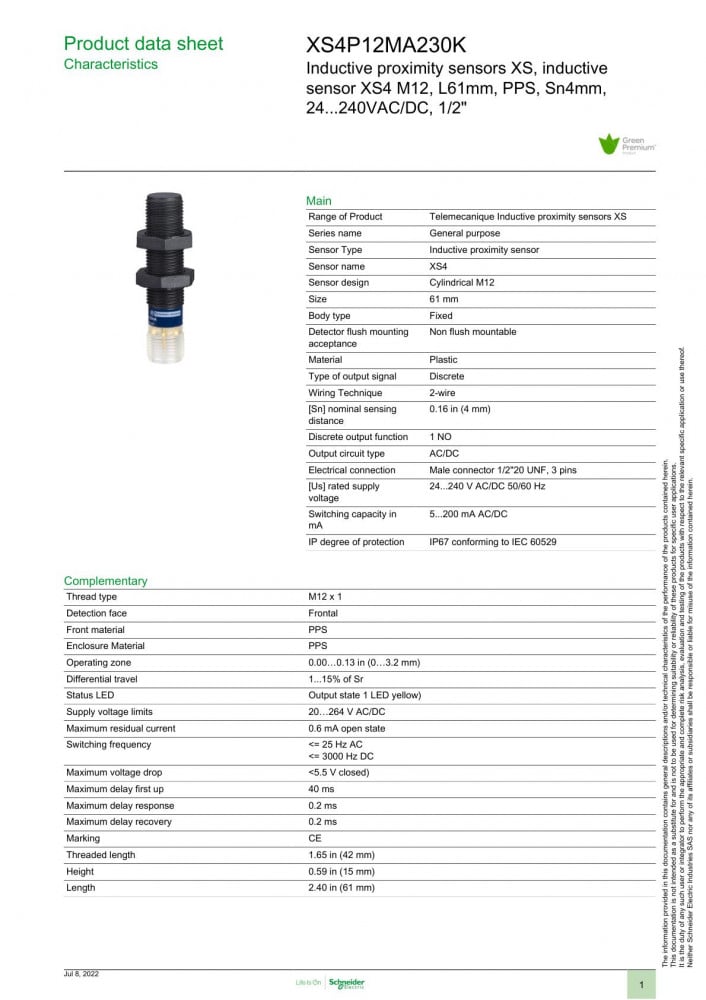 XS4P12MA230K technical document page 1