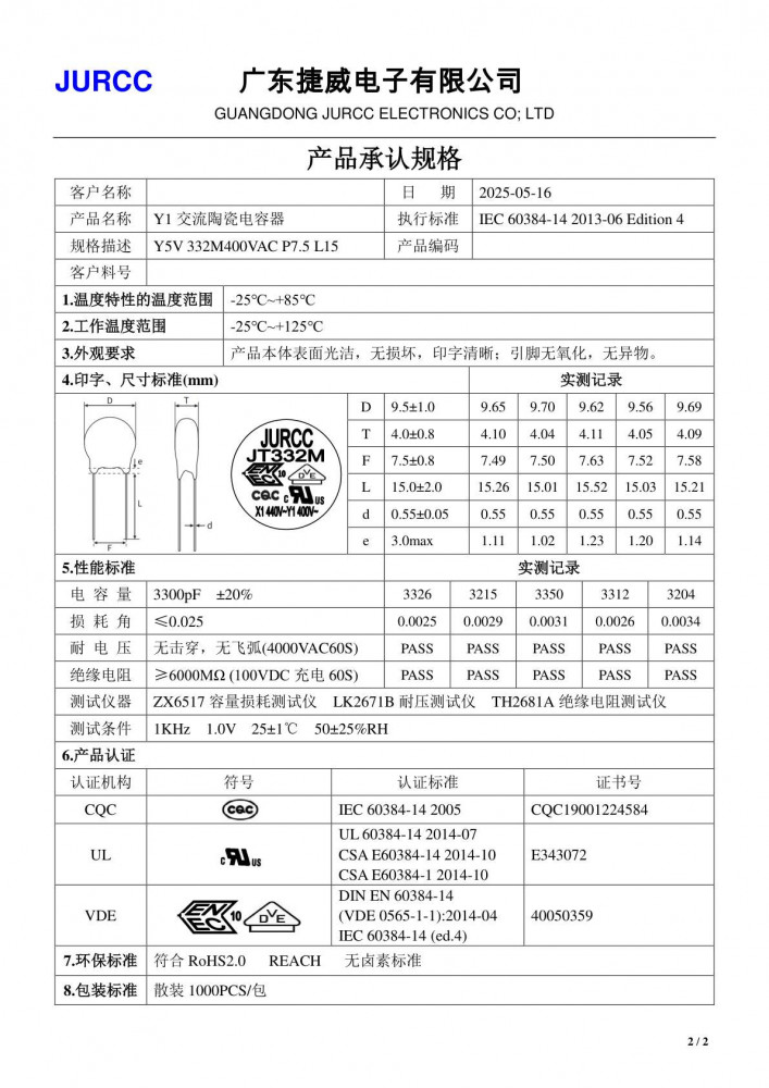 JW332M400VACP7.5 product approval document page 2