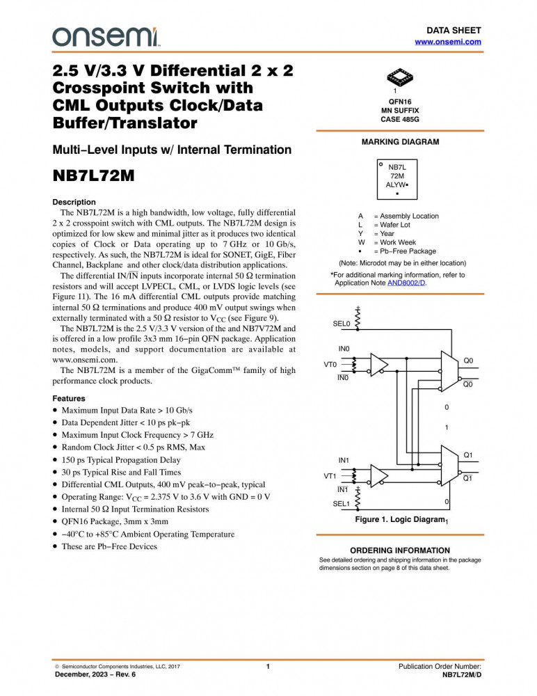 NB7L72M datasheet page 1