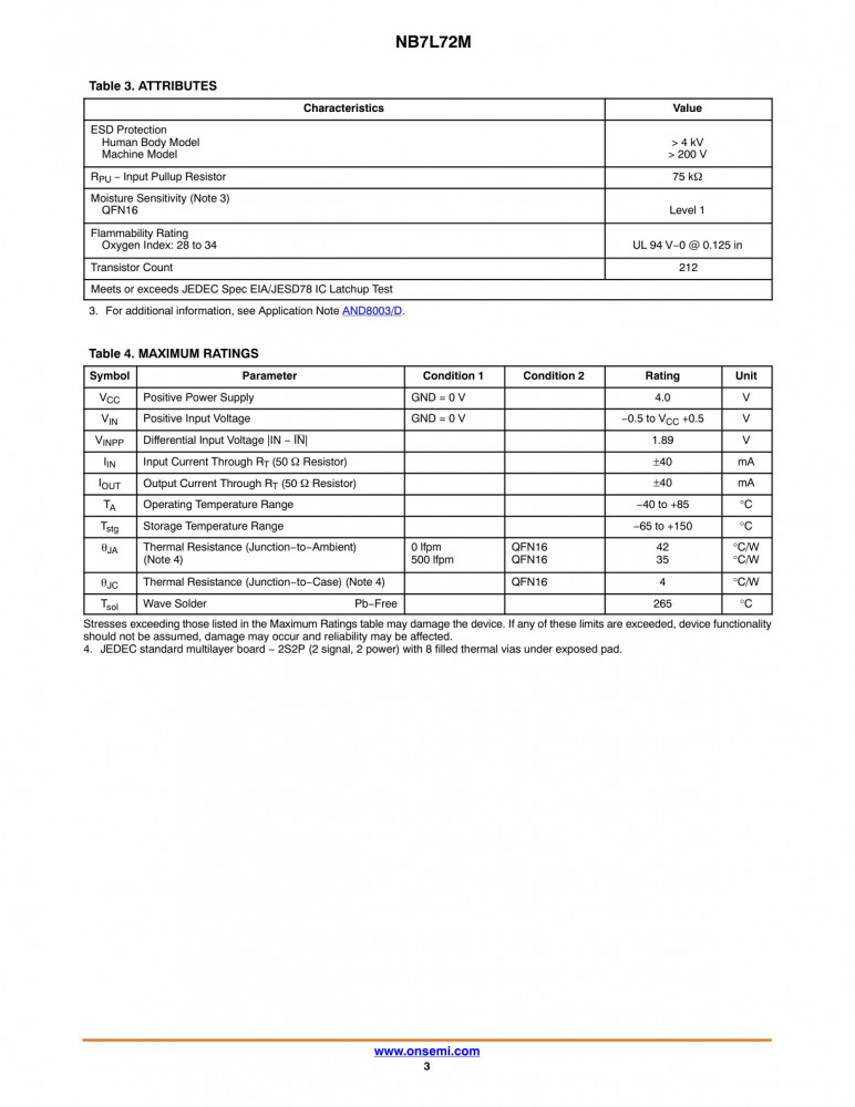 NB7L72M datasheet page 3
