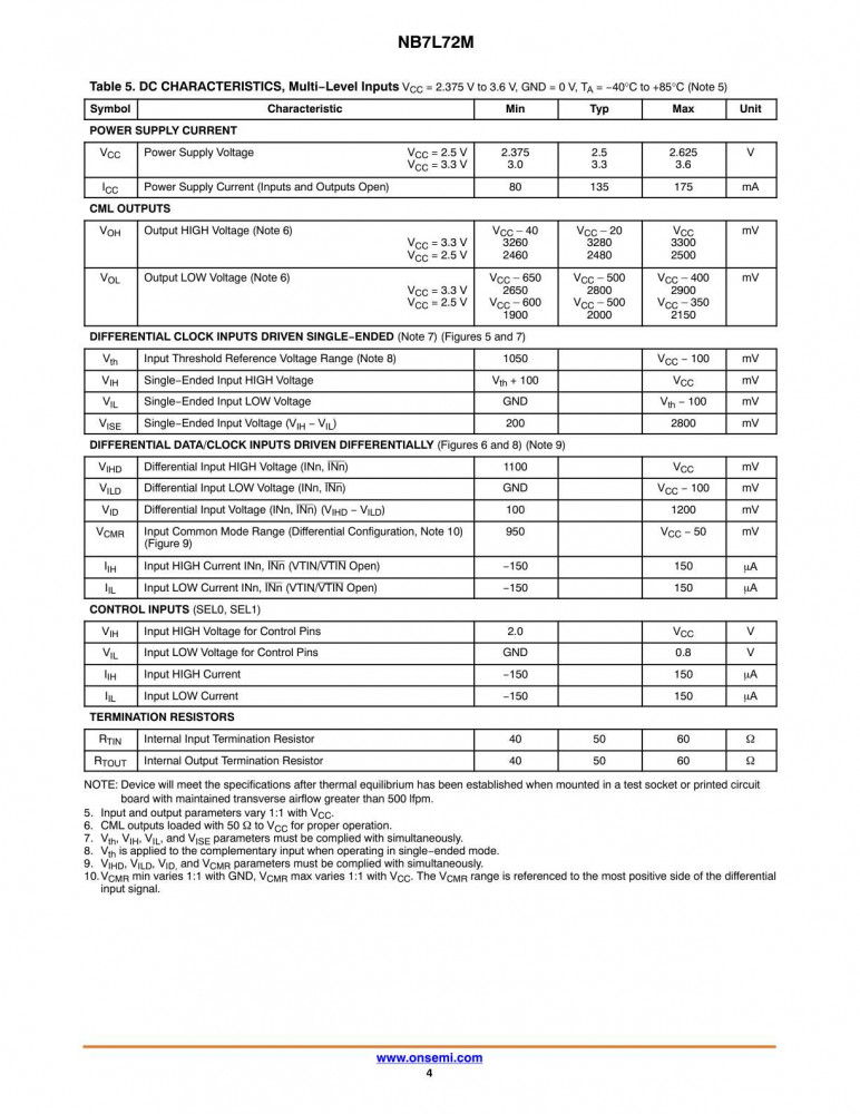NB7L72M datasheet page 4
