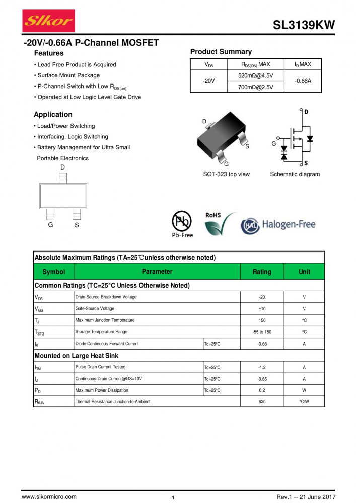 SL3139KW datasheet page 1