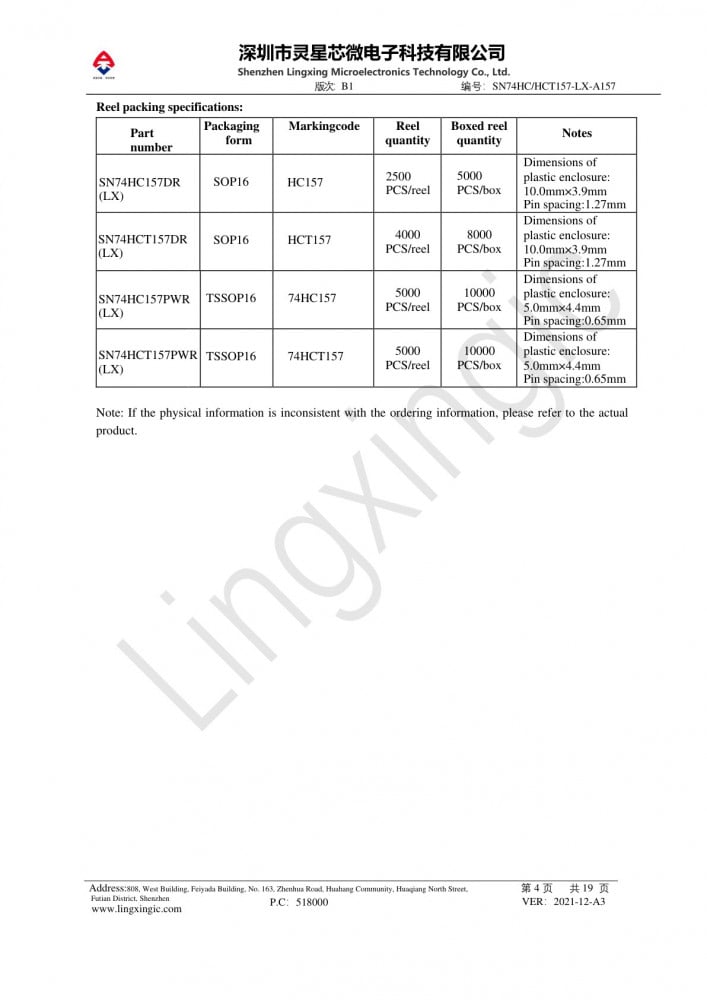 SN74HC157DR(LX) datasheet page 4