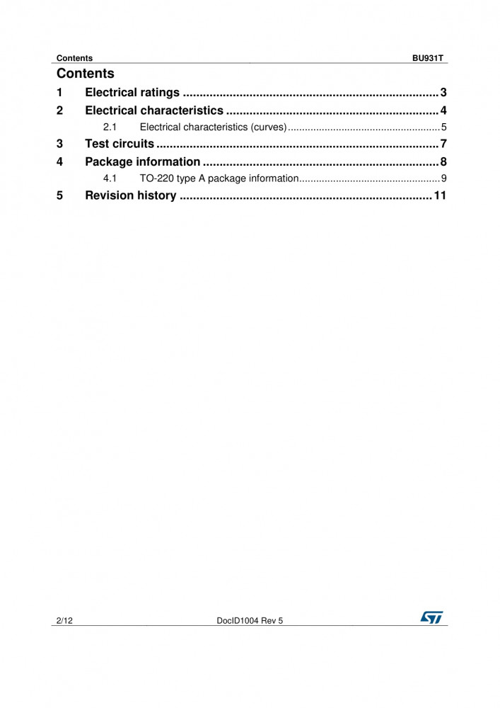 BU931T datasheet page 2