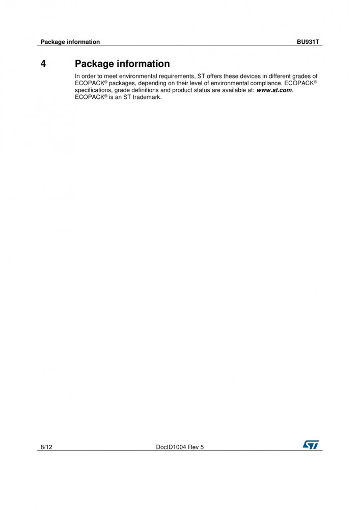 BU931T datasheet page 8