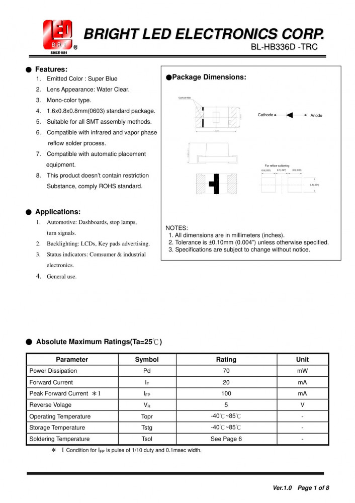 BL-HB336D-TRC technical document page 1