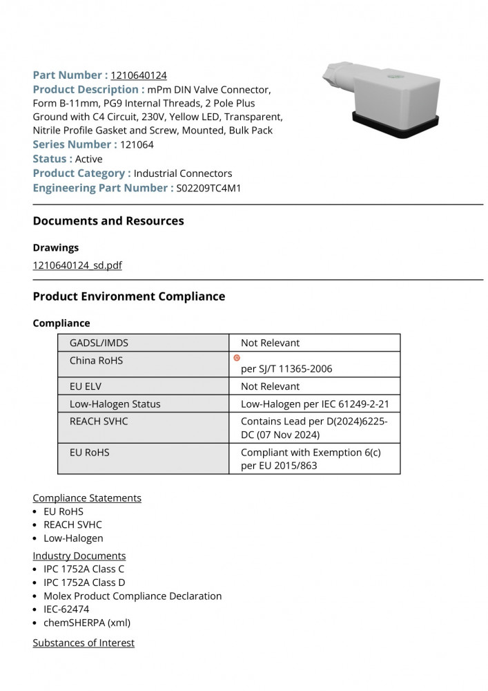 MOLEX S02 series technical drawing, sheet 1