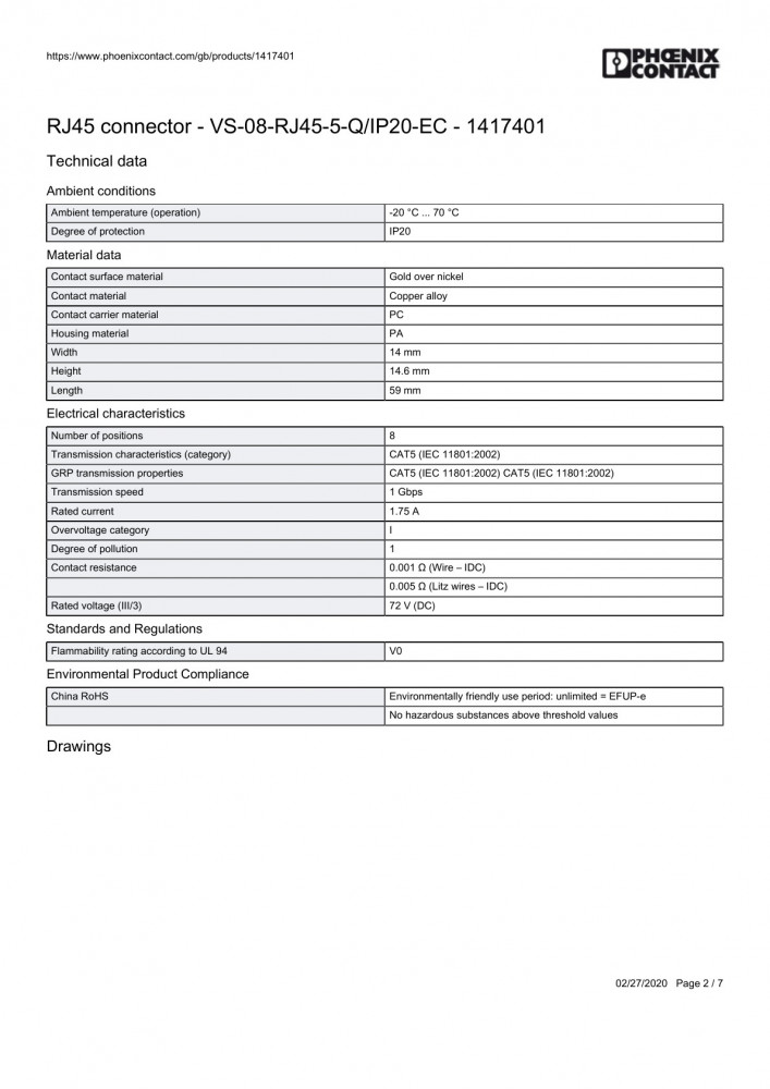 Phoenix Contact 1417401 technical document page 2