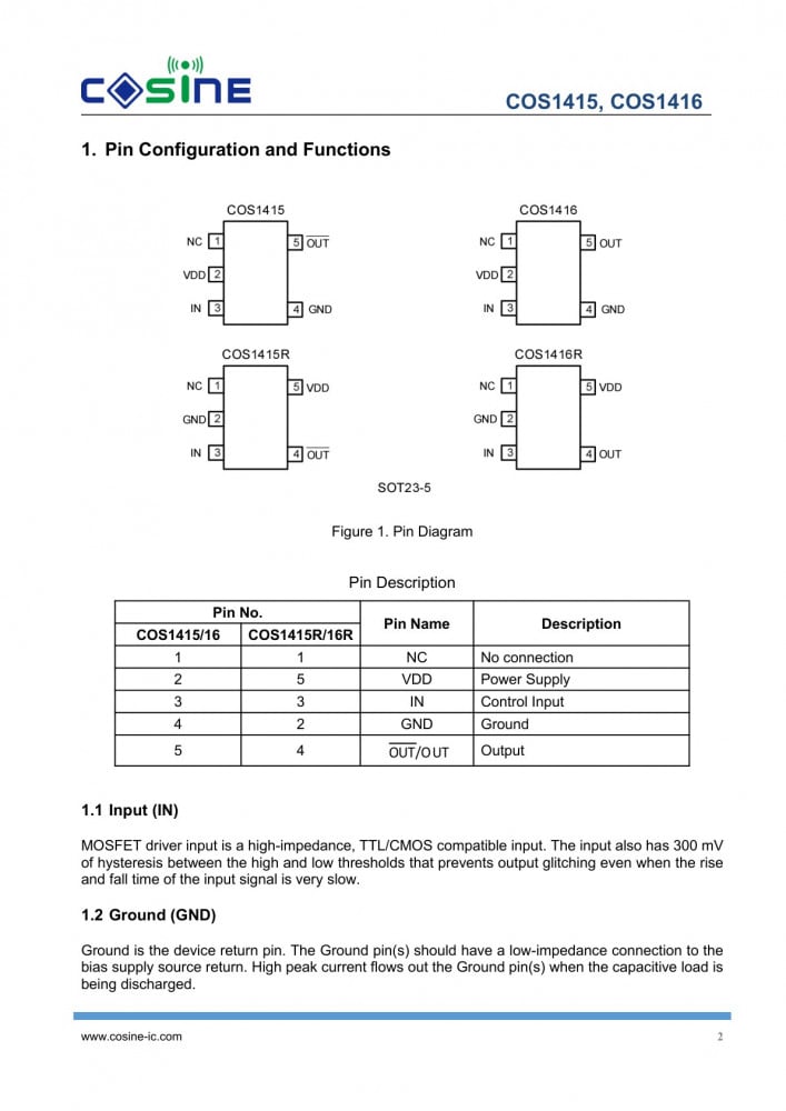 COS1416R datasheet page 2