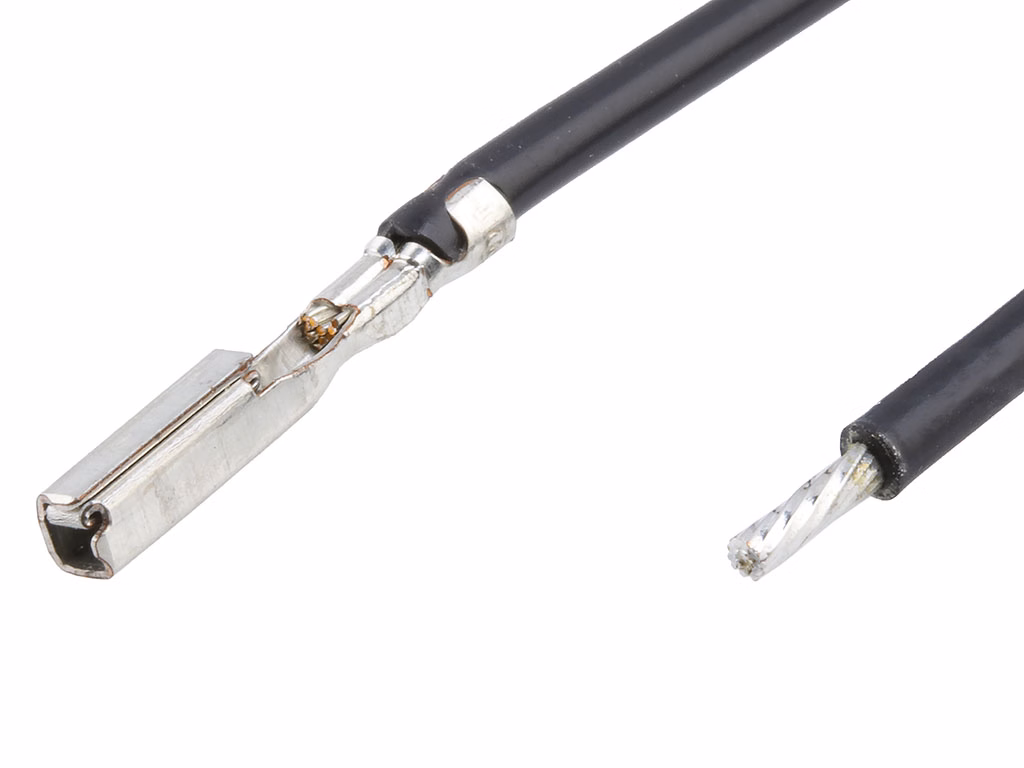 Pre-Crimped Lead MX64-Female-to-Pigtail, Tin (Sn) Plating, 150.00mm Length, 18 AWG, Black for sale
