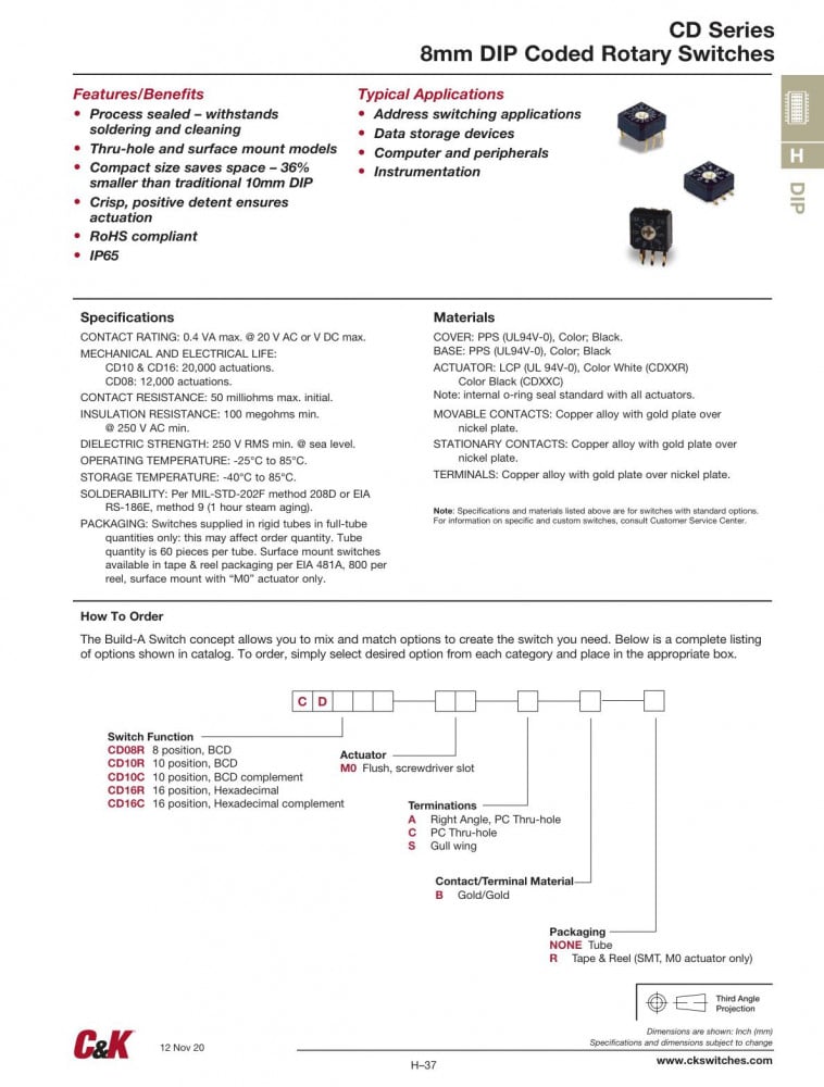 C&K CD16RM0CB catalog page 1