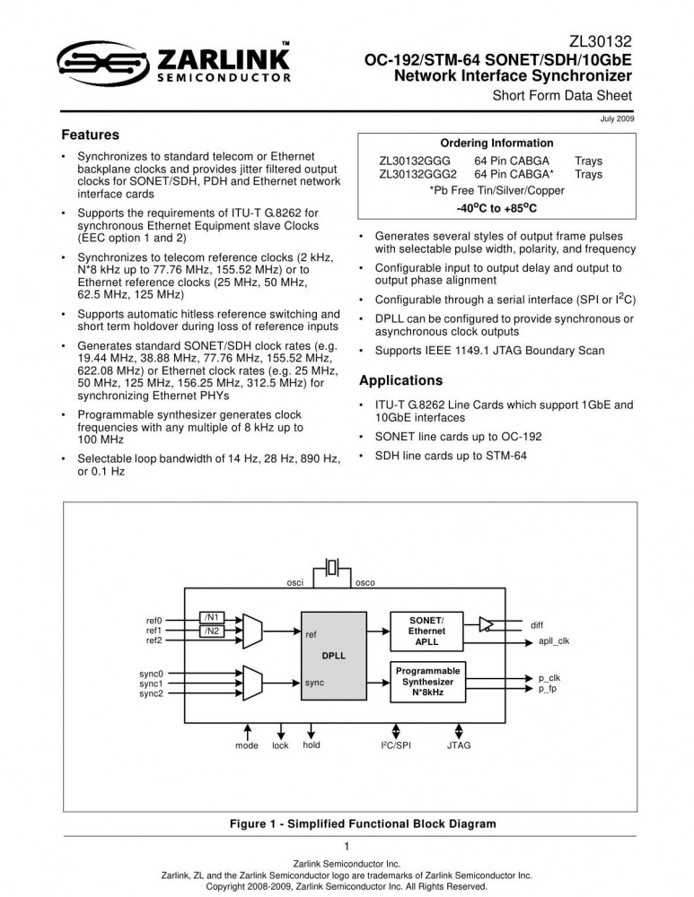ZL30132GGG2 datasheet page 1