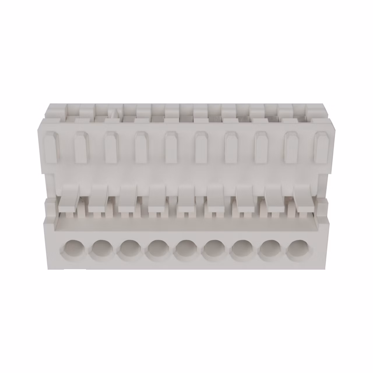 Appli-Mate RAST 2.5 Female Connector, 2.50mm Pitch, 9 Circuits, All Position Keys, Open Endwalls, Polarizing Rib Between Circuits 2 & 3 for sale