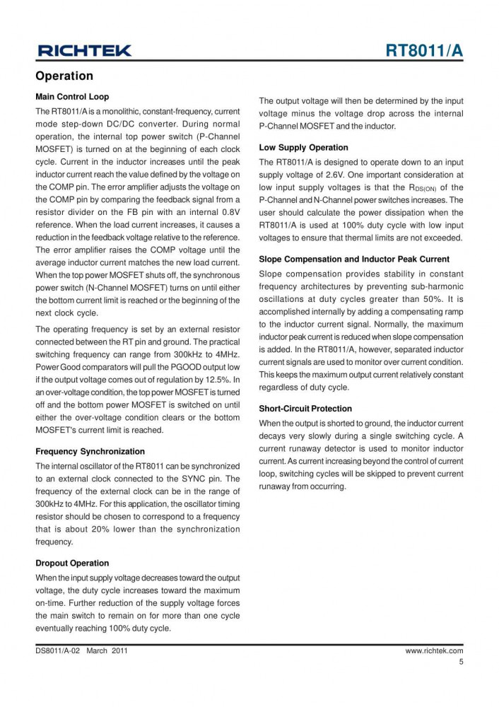 RT8011 datasheet page 5