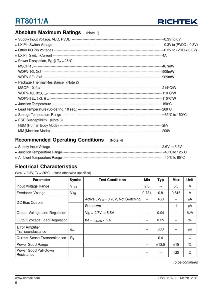 RT8011 datasheet page 6