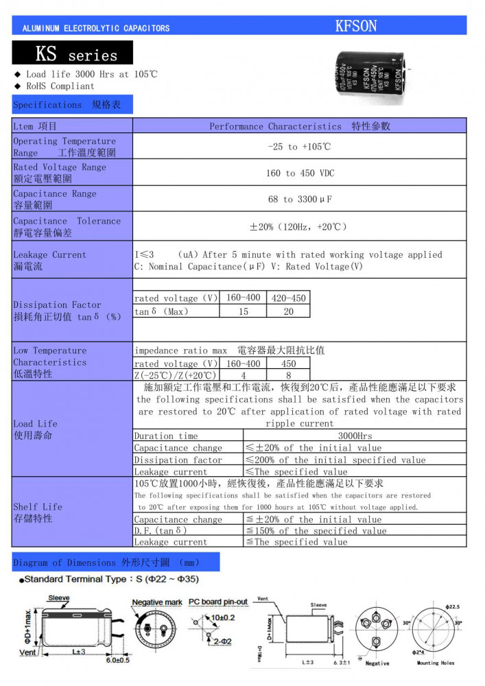 KFSON KS series datasheet page 1