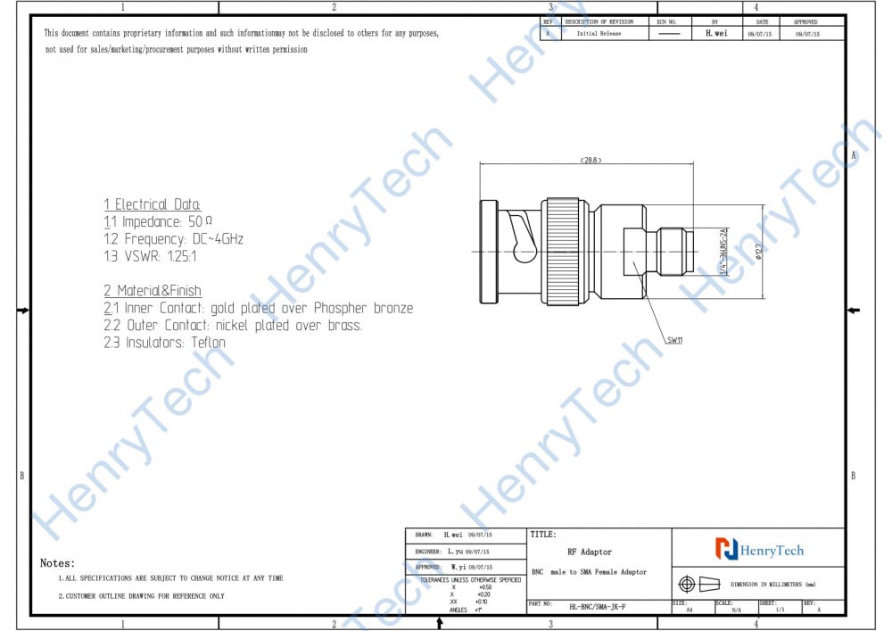 HL-BNC/SMA-JK-F technical document preview