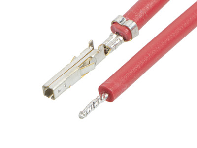 Pre-Crimped Lead Mini-Fit Jr. Female-to-Pigtail, Tin (Sn) Plating, 150.00mm Length, 18 AWG, Red for sale