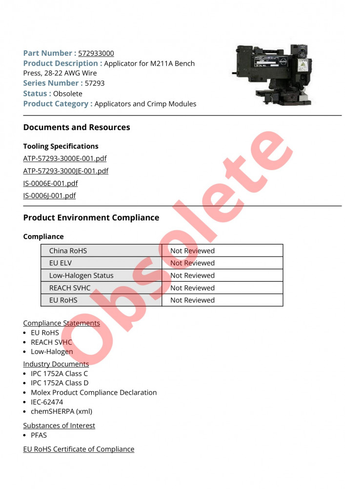 Product documentation image 1 for Molex 572933000