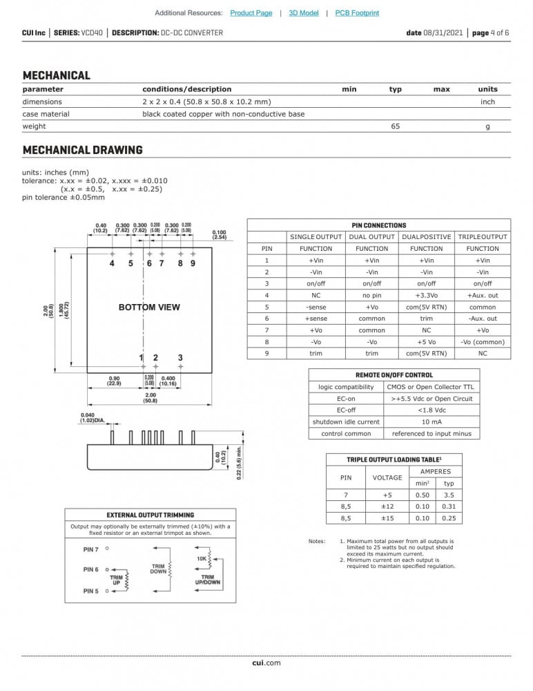 CUI VCD40 datasheet page 4