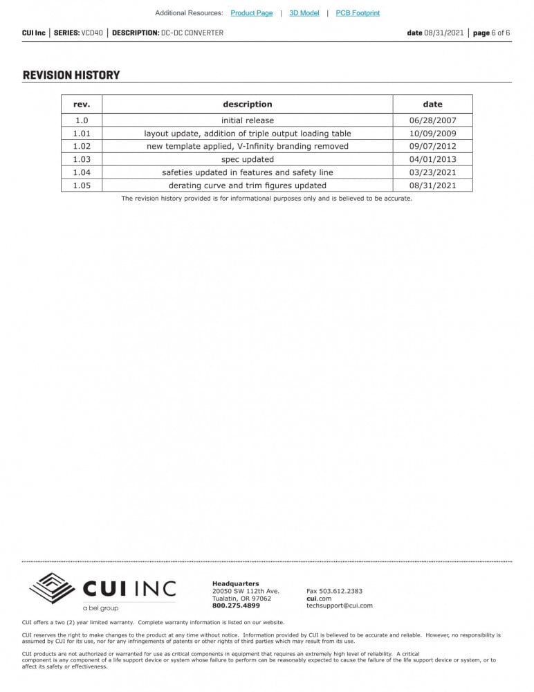 CUI VCD40 datasheet page 6