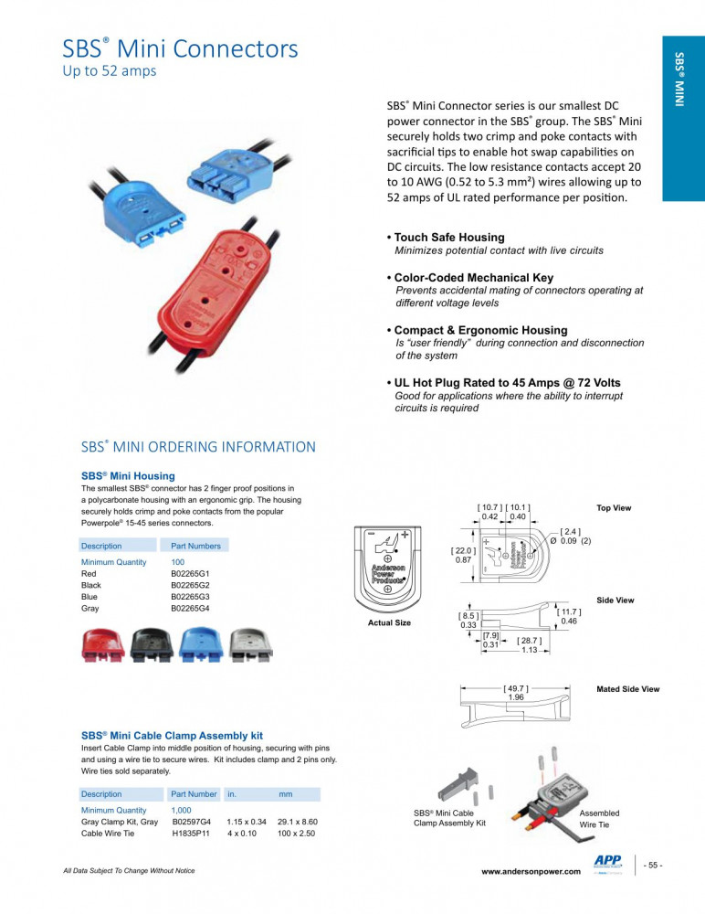 Anderson Power SBS Mini datasheet page 1