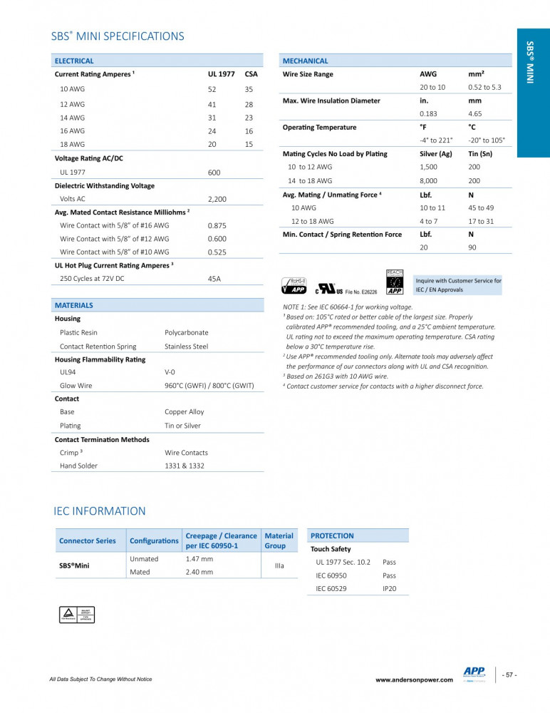 Anderson Power SBS Mini datasheet page 3