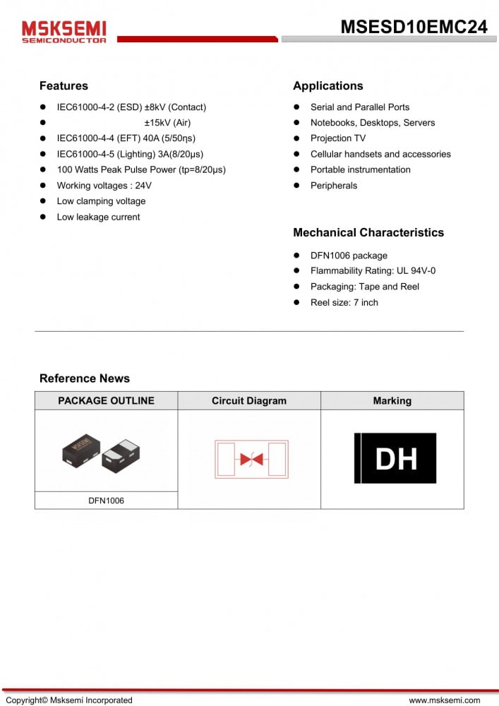 MSESD10EMC24 datasheet page 2