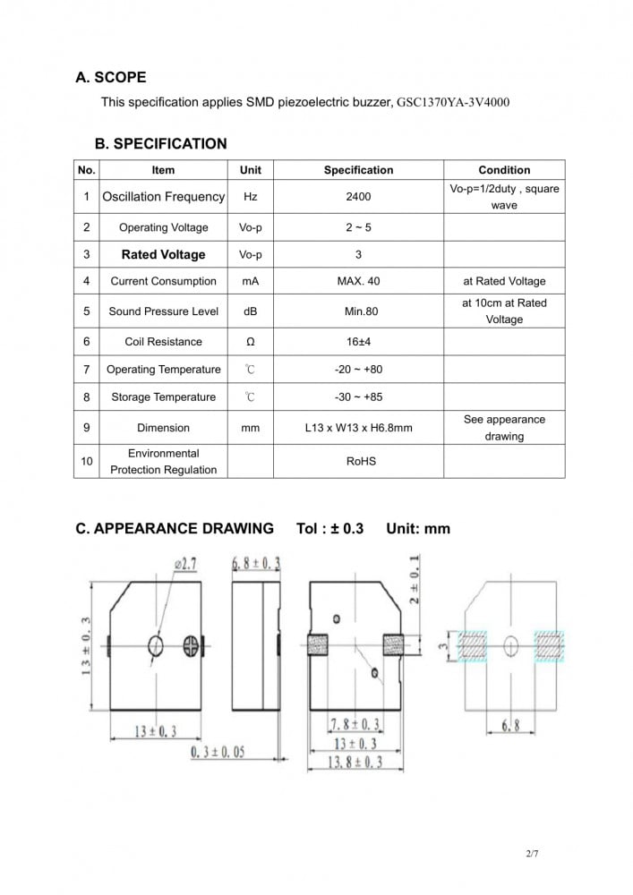 GSC1370YA-3V4000 specification page 2