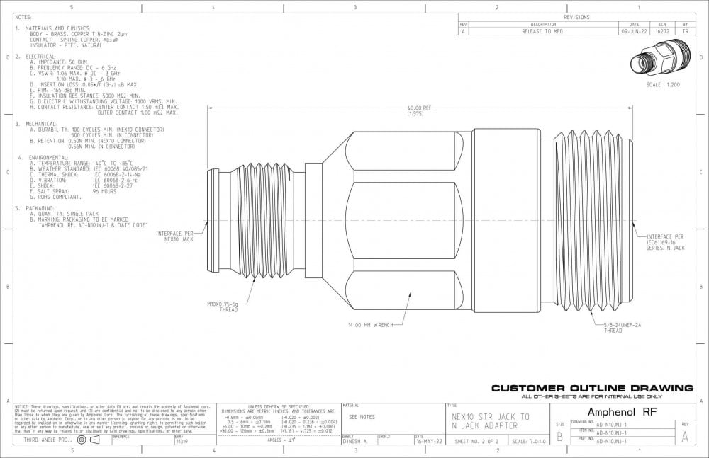Amphenol AD-N10JNJ-1 technical drawing preview
