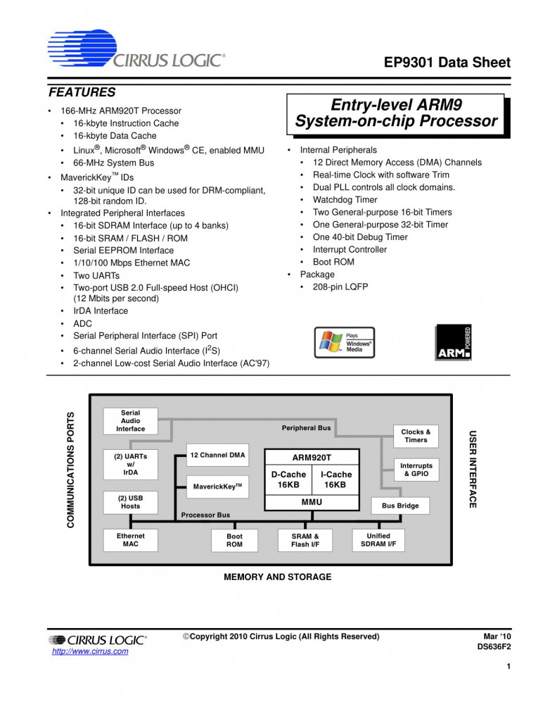 EP9301 datasheet page 1