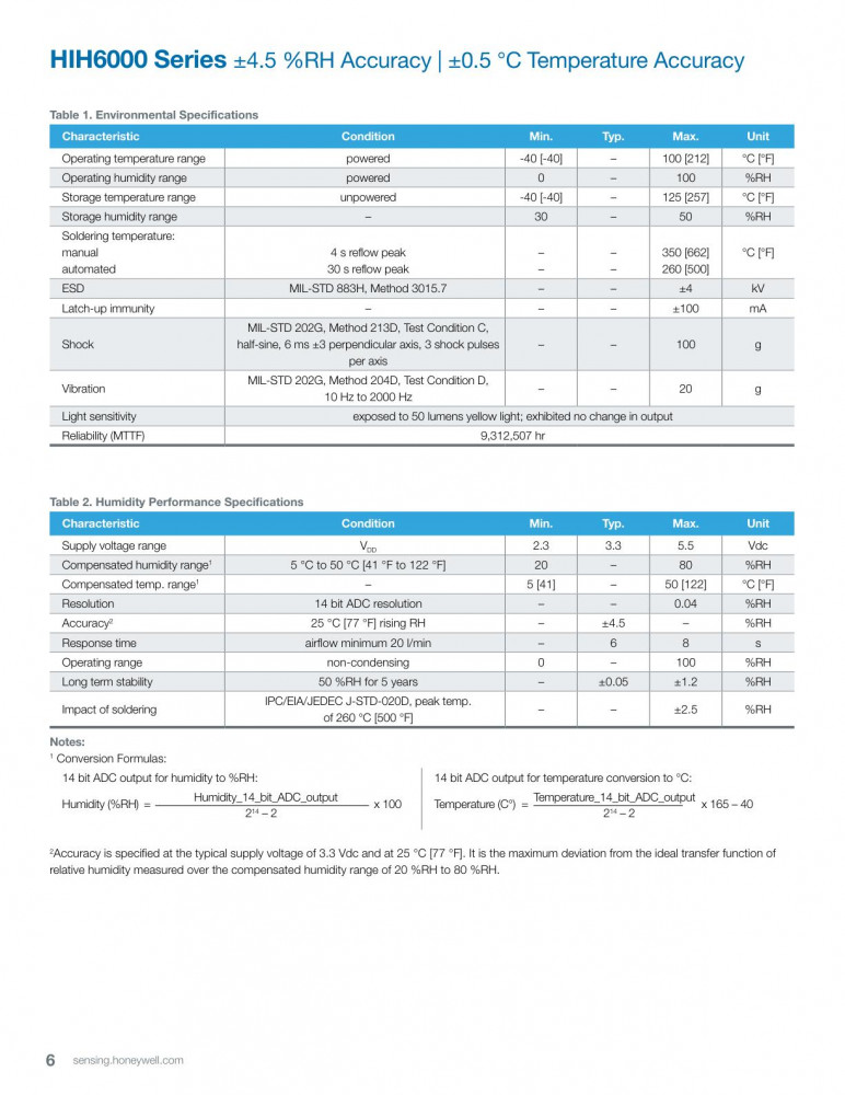 HIH6031-021-001S datasheet page 6