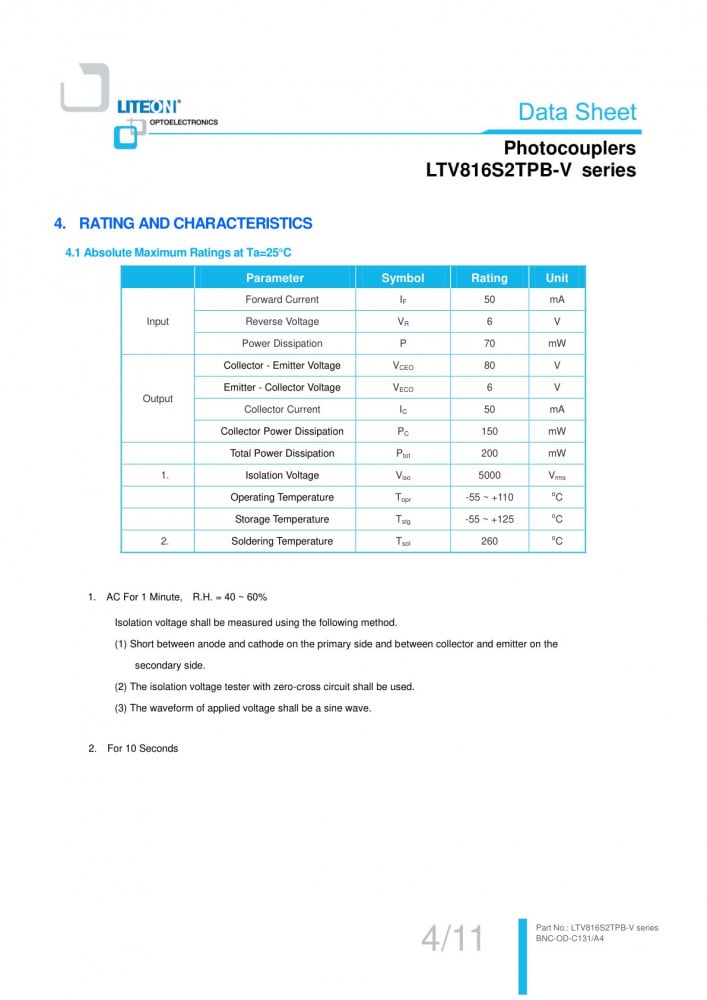 LTV816S2TPB-V datasheet page 5