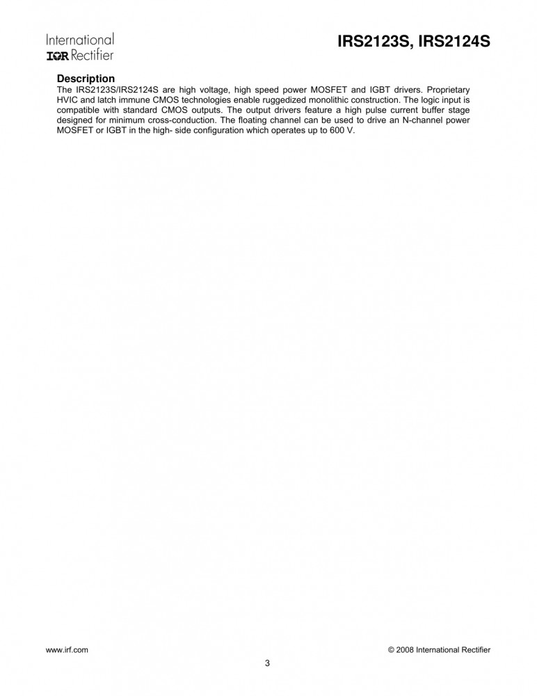 IRS2123SPBF datasheet page 3