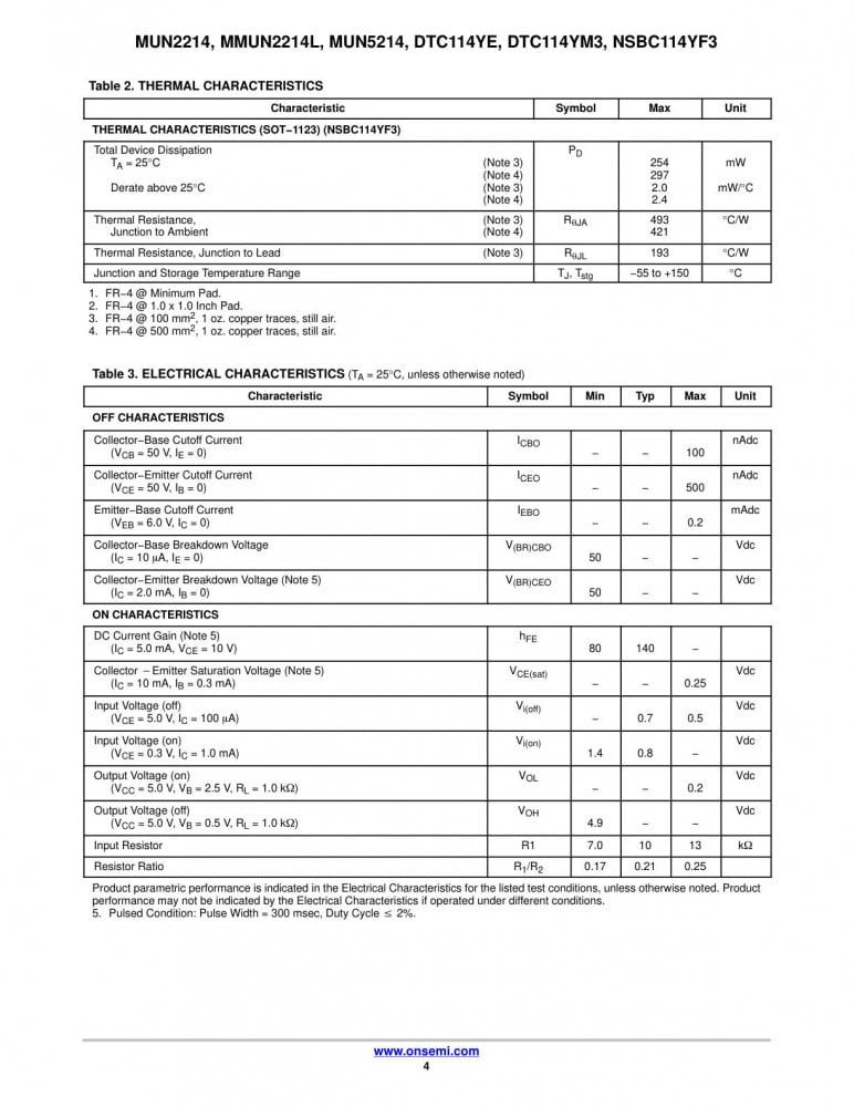 MUN5214T1G datasheet page 4