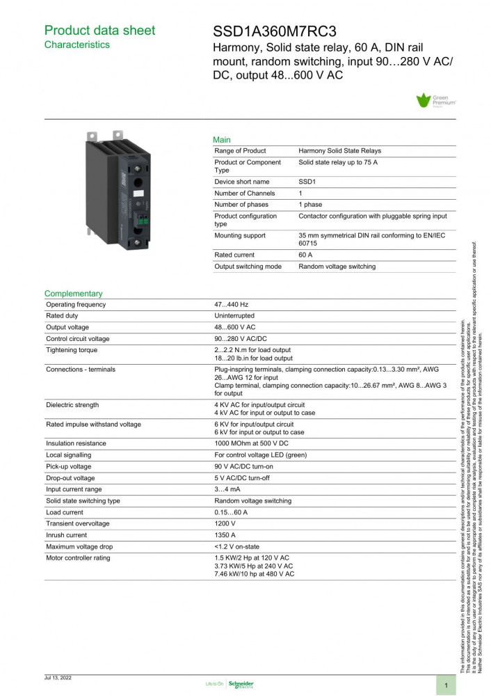 SSD1A360M7RC3 technical document page 1