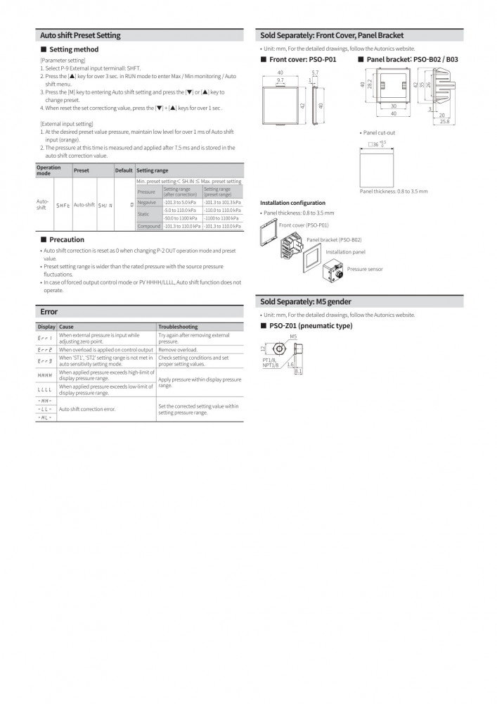 Autonics PSAN manual page 5