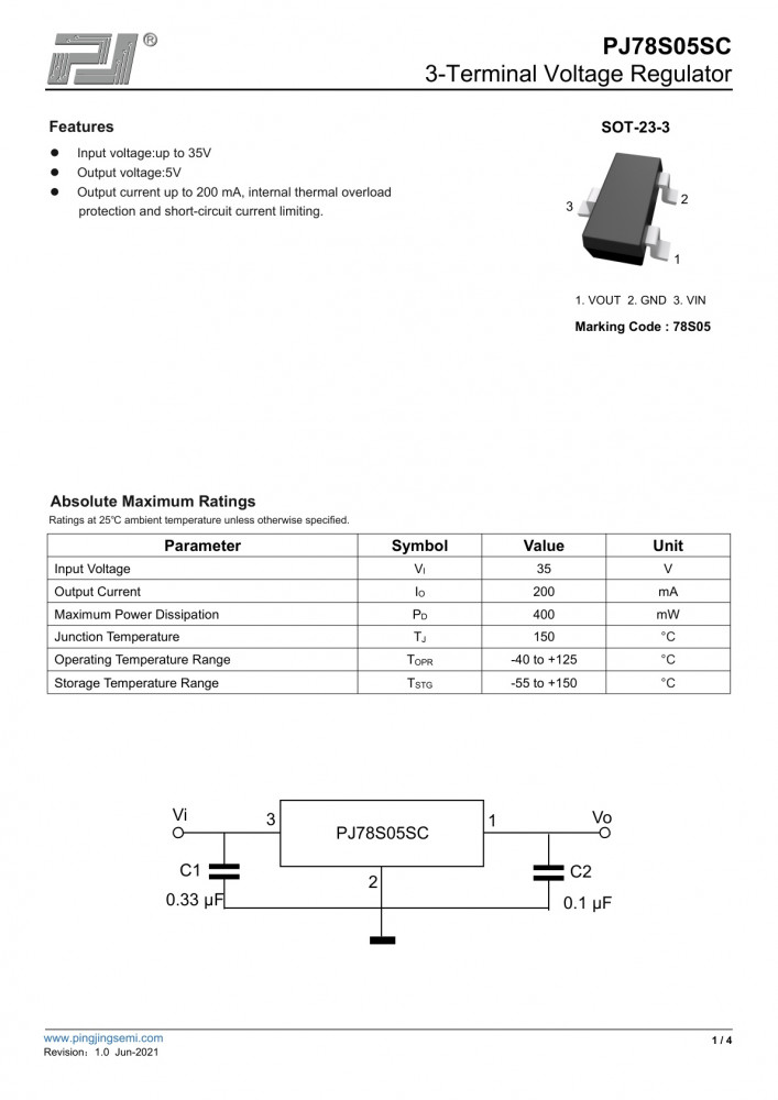 PJ78S05SC datasheet page 1