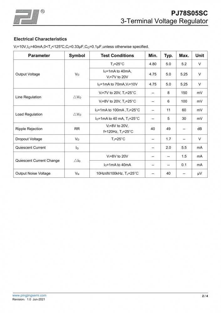 PJ78S05SC datasheet page 2