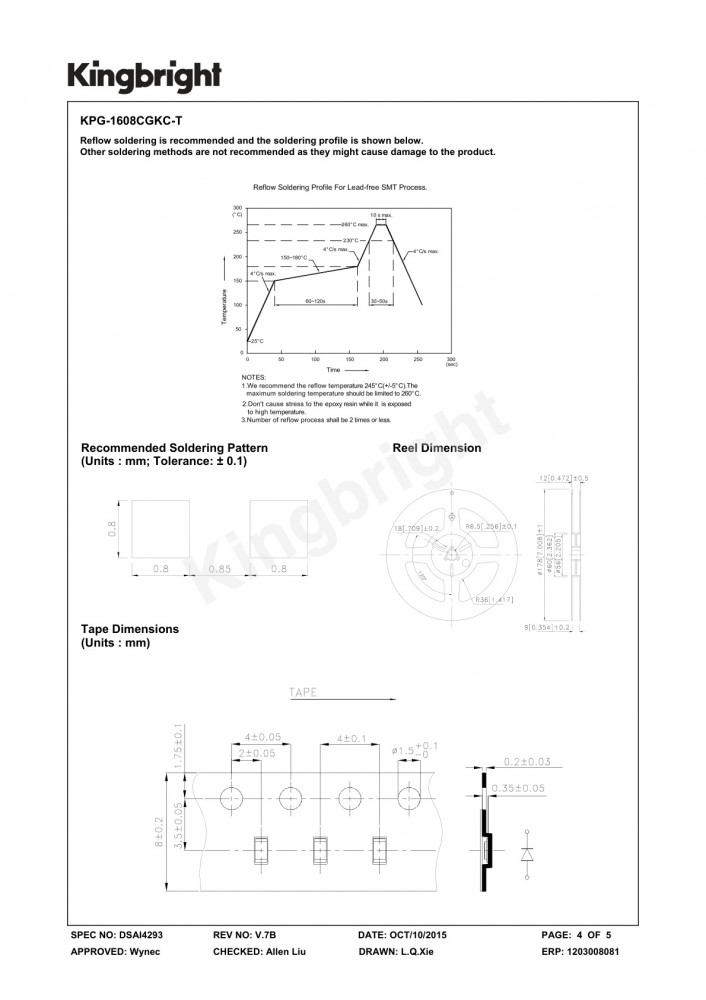 KPG-1608CGKC-T datasheet page 4