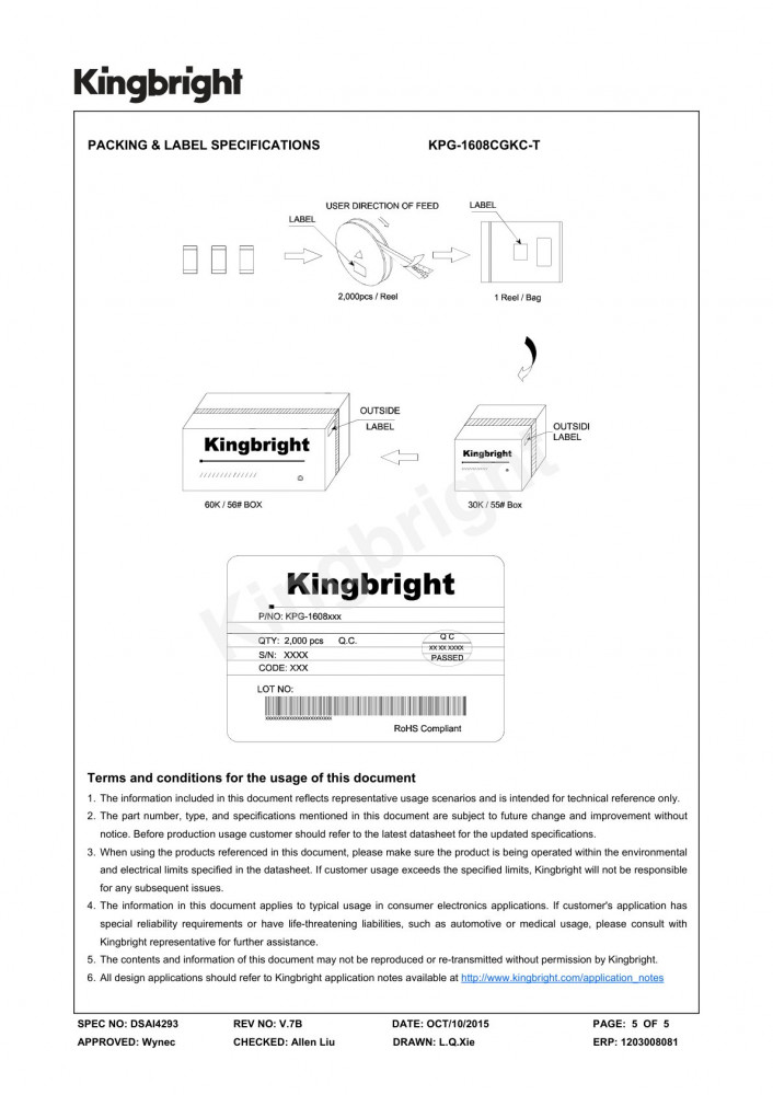 KPG-1608CGKC-T datasheet page 5