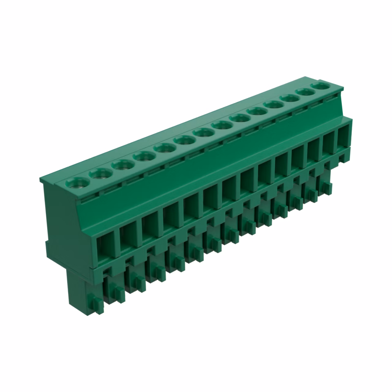 3.81mm Pitch Eurostyle Vertical Plug, with Standard Imprinting, Front Wire Entry, Green Housing, 14 Circuits for sale