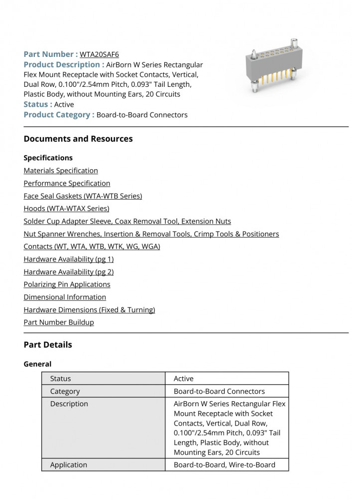 WTA20SAF6 technical document page 1