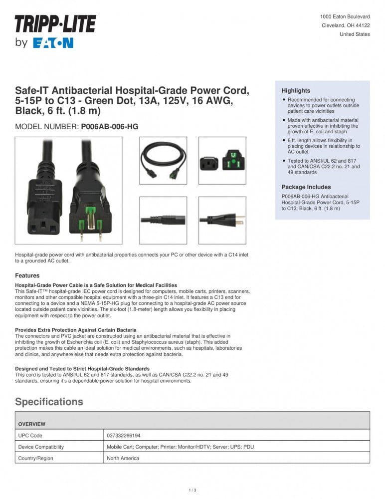 P006AB-006-HG technical document page 1