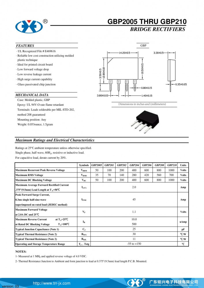 GBP210 datasheet page 1