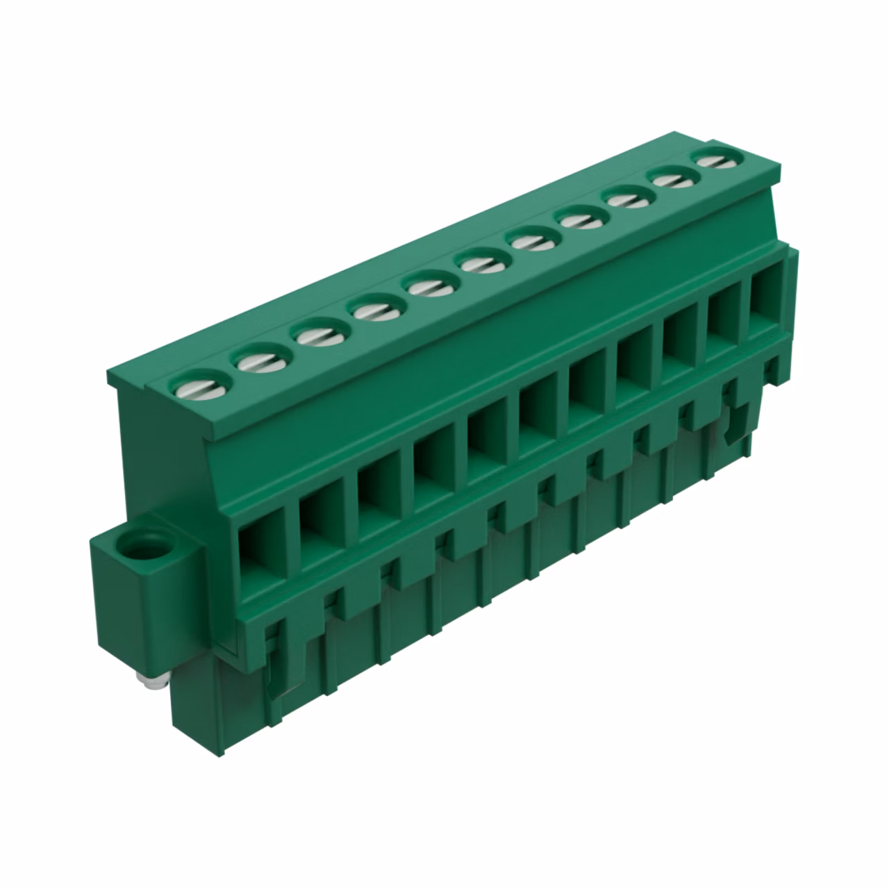 5.00mm Pitch Eurostyle Vertical Plug, with Retention Screws and Reverse Imprinting, Front Wire Entry, Green Housing, 11 Circuits for sale